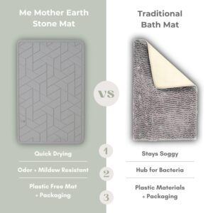 ME MOTHER EARTH Quick Dry Diatomaceous Earth Floor Stone Bath and Kitchen Dish Drying Mat, Bathroom Non-Slip Shower Mat, Super Absorbent Pad, Eco Friendly, Easy to Clean, Sustainable, Dark Grey