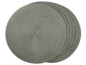 baofin round braided placemats set of 6, table mats for indoor and outdoor dining table, washable woven non-slip placemats, 15 inches (gray)