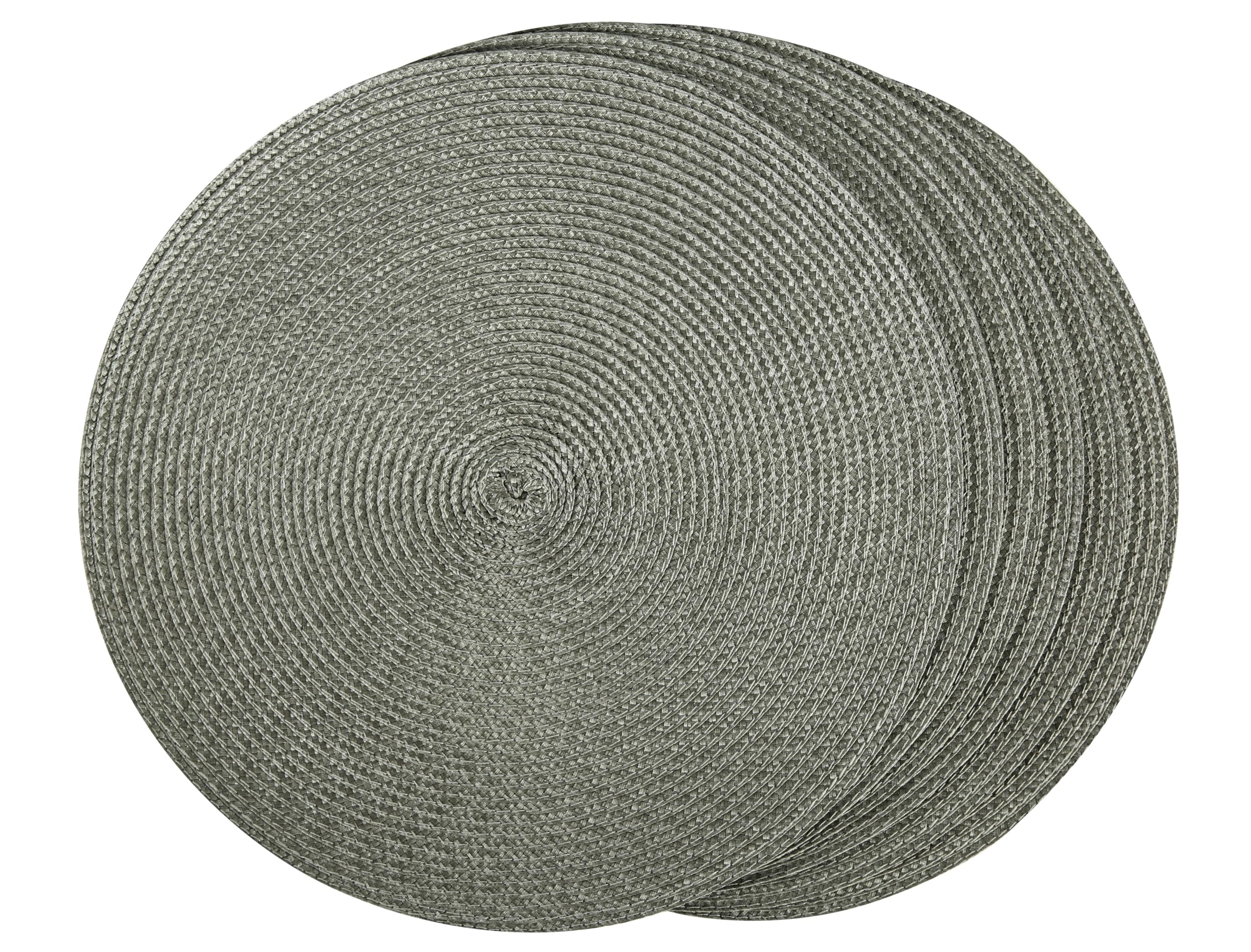 BAOFIN Round Braided Placemats Set of 6, Table Mats for Indoor and Outdoor Dining Table, Washable Woven Non-Slip Placemats, 15 inches (Gray)