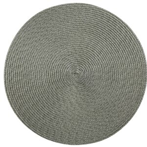 BAOFIN Round Braided Placemats Set of 6, Table Mats for Indoor and Outdoor Dining Table, Washable Woven Non-Slip Placemats, 15 inches (Gray)