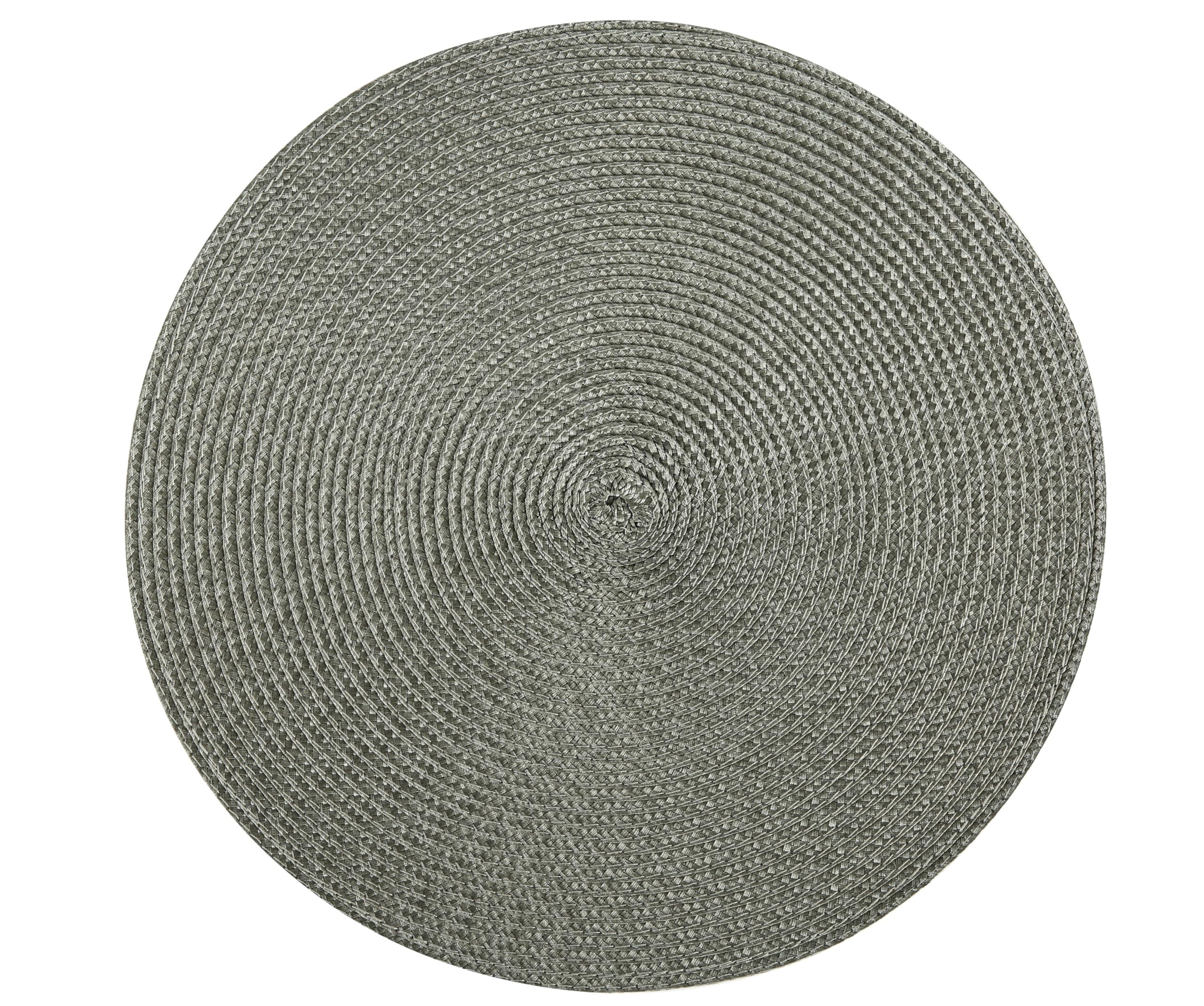 BAOFIN Round Braided Placemats Set of 6, Table Mats for Indoor and Outdoor Dining Table, Washable Woven Non-Slip Placemats, 15 inches (Gray)