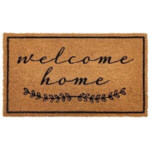 avera products everday doormat - welcome home - natural coir fiber doormat - 17" x 29" everday welcome door mat - anti slip rubber backing