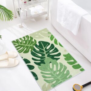 green bathroom rug 2x3 washable area rug soft non-slip bath mats cute leaf bathroom rugsnon shedding floor mat carpet for bedroom bathroom entryway