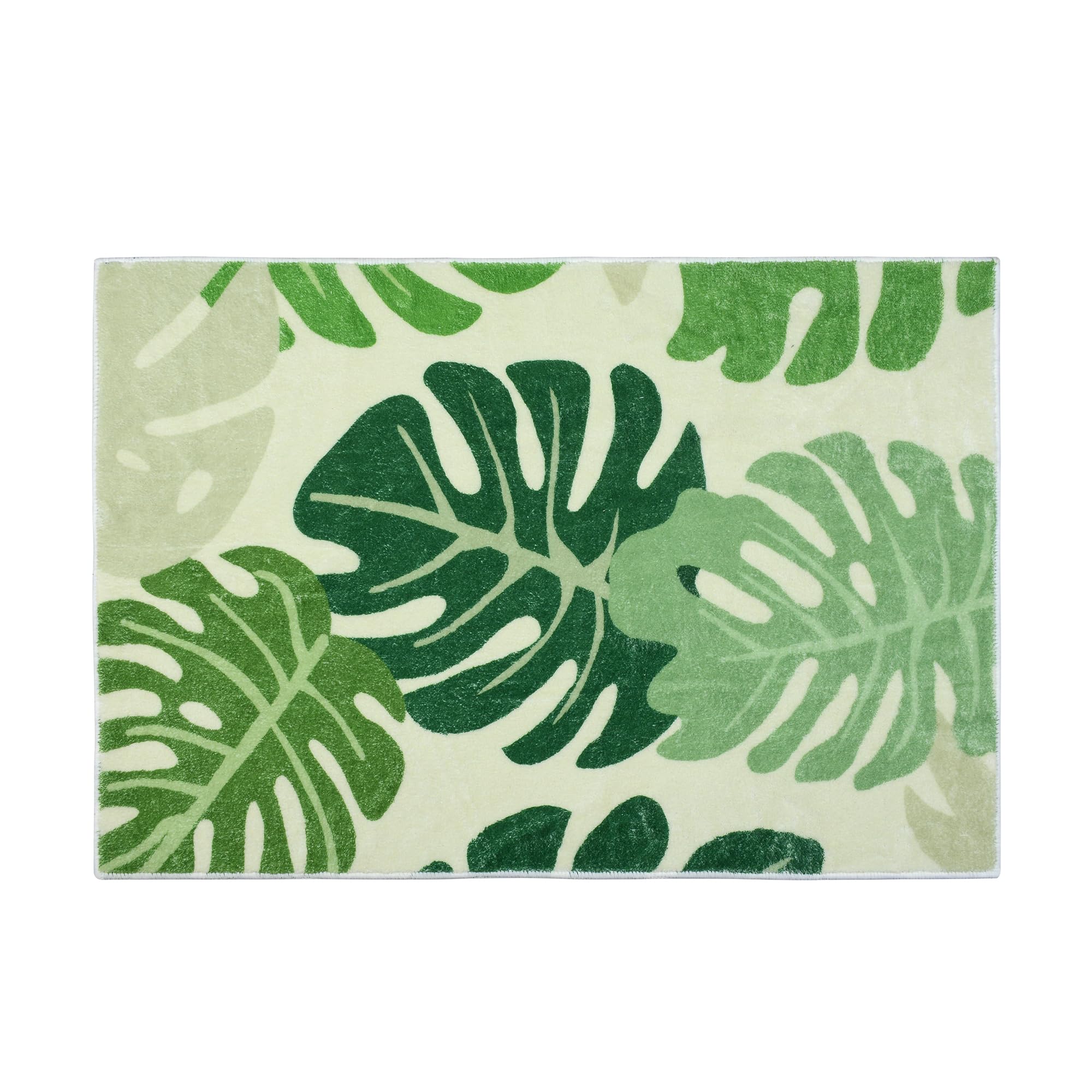 Green Bathroom Rug 2x3 Washable Area Rug Soft Non-Slip Bath Mats Cute Leaf Bathroom RugsNon Shedding Floor Mat Carpet for Bedroom Bathroom Entryway