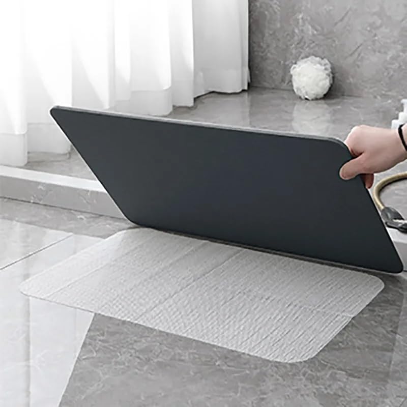 DCG Center Bathroom Stone Mat, Dark Grey, 23.62 x 15.75 inches