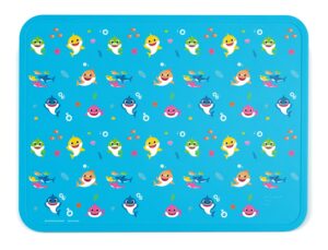 simple modern baby shark silicone placemat for baby, toddlers, kids | non-slip baby eating table food mat for restaurants and dining table | piper collection | baby shark friends