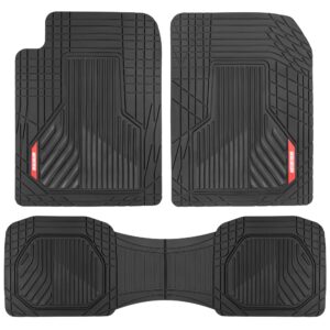 motor trend adventuremax car floor mats full set - durable rubber floor mats for cars with debris capture grooves, all weather interior protection for front and rear with non-slip backing, black