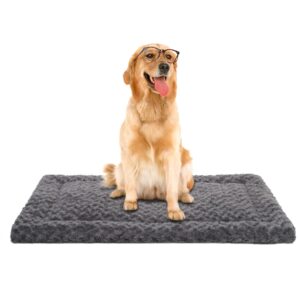 washable dog bed mat reversible dog crate pad soft fluffy pet kennel beds dog sleeping mattress for large jumbo medium small dogs, 41 x 27 inch, gray