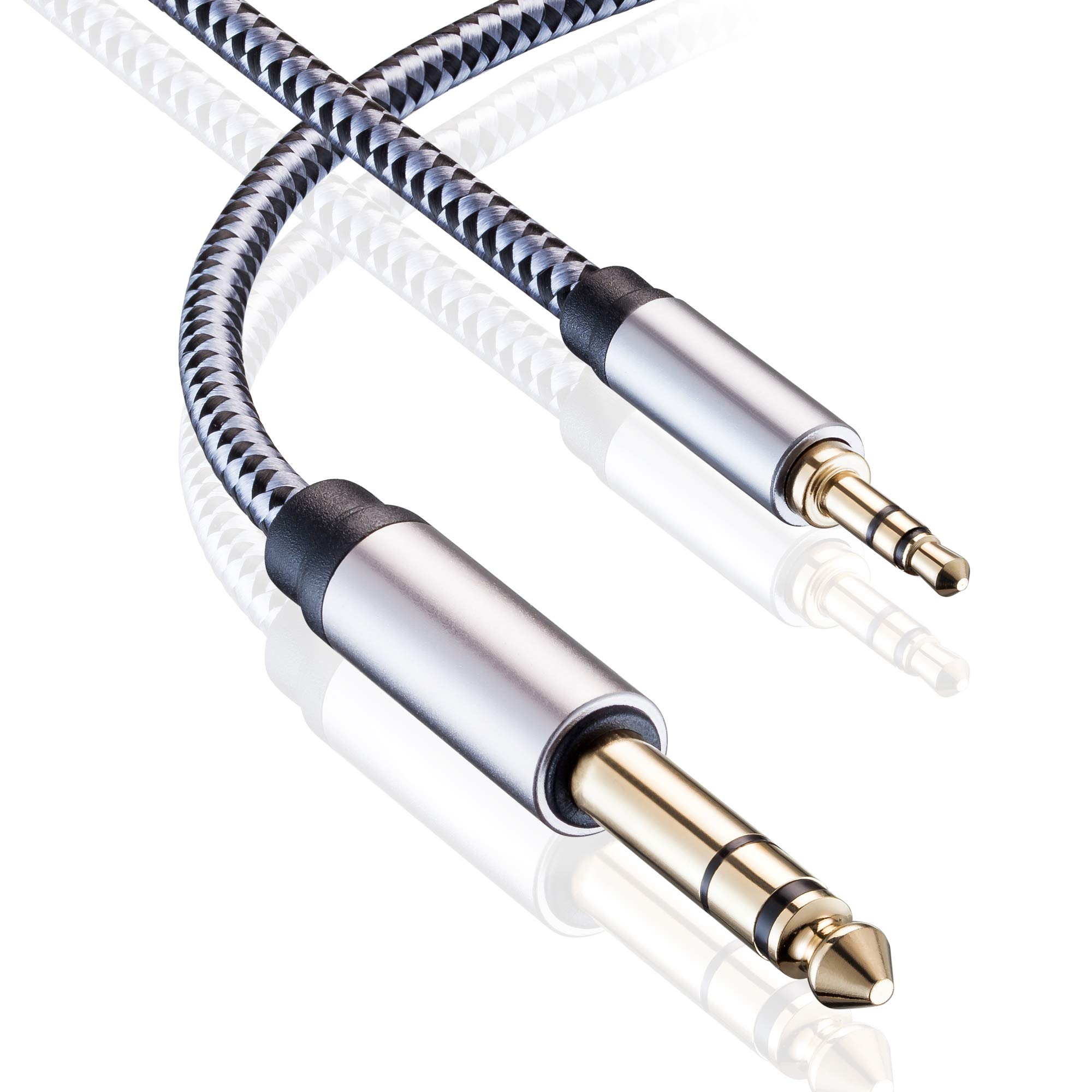 Tiierzon 1/8 to 1/4 Stereo Cable 15Ft, 6.35mm 1/4" Male to 3.5mm 1/8" Male TRS Bidirectional Stereo Audio Cable Jack for Guitar, Home Theater Devices, Speaker and Amplifiers(15Ft)