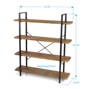 Atlantic Urban Multipurpose 4 Tier Shelf Modern Wood Look with Metal frame Woodgrain/Black, PN38408136