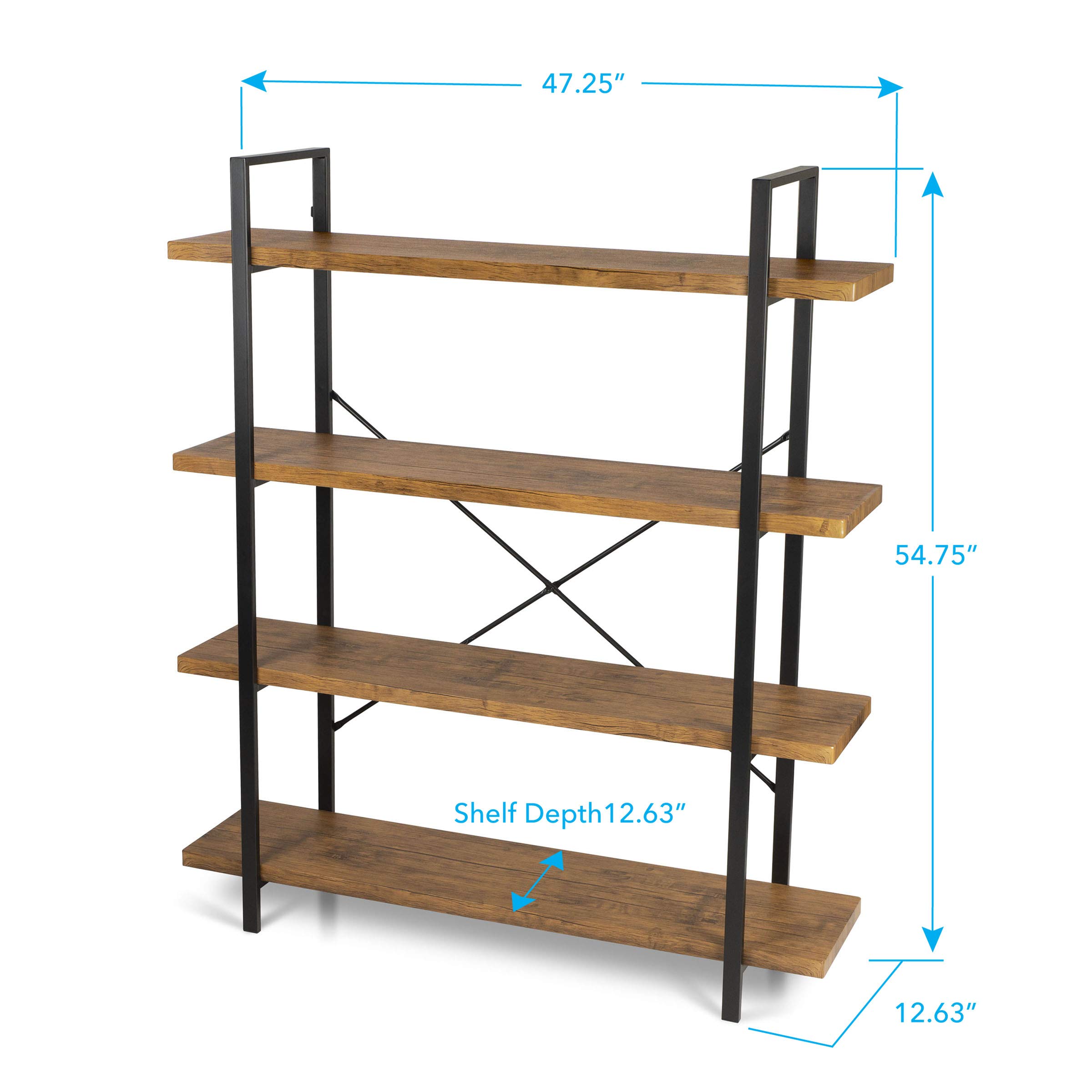 Atlantic Urban Multipurpose 4 Tier Shelf Modern Wood Look with Metal frame Woodgrain/Black, PN38408136