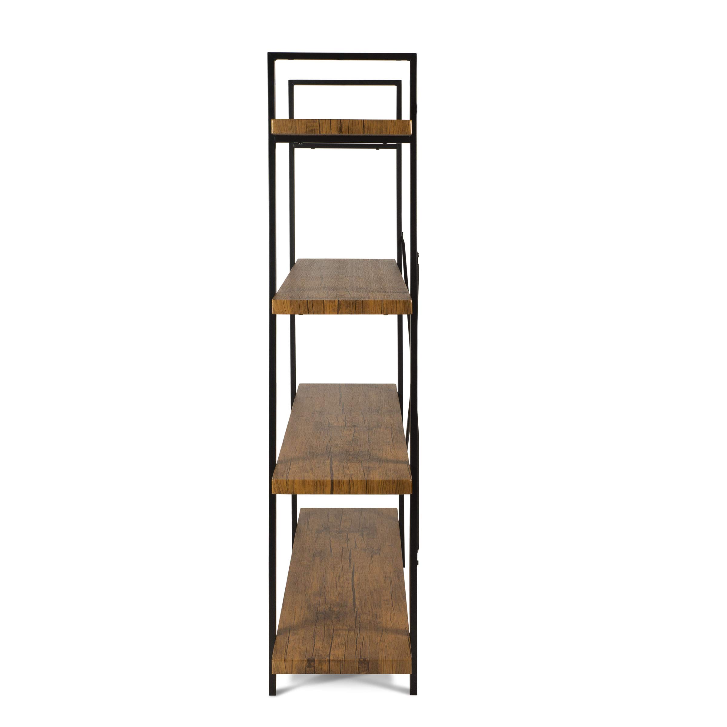 Atlantic Urban Multipurpose 4 Tier Shelf Modern Wood Look with Metal frame Woodgrain/Black, PN38408136