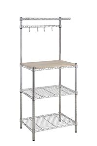 amazon basics kitchen storage baker's rack with removable top, chrome/beige, 18"d x 24" w x 59"h