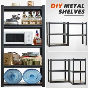 REIBII 3000LBS Garage Shelving Units and Storage Shelves Heavy Duty Garage Storage Shelves Adjustable 5 Tier Metal Shelves for Storage Rack Closet Kitchen Pantry Shelves, 60''H X 24.5''W X 16.5''D