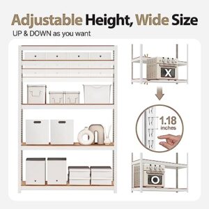 HOMEDANT House Z-Beam White 48" Wide Heavy Duty Garage Storage Shelving Adjustable 5-Tier Metal Shelves Laminated Organization Shelf Industrial Utility Rack Pantry Shed Warehouse Office Store 1Pack