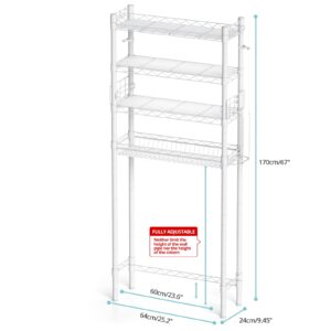 Hodonas Over The Toilet Storage, Bathroom Organizer Shelves Space Saver Over Toilet, above Toilet Storage Rack, Over-The-Toilet Storage Shelf, White