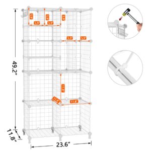 AWTATOS Closet Organizer, Wire 8 Cube Storage Organizer, DIY Portable Closet Clothes Organizers Storage Shelves with Partition, Cubby Shelving for Home, Office, Bedroom, Garment Racks, White