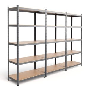 ergomaster storage shelves metal garage shelving unit 5-shelf adjustable heavy duty boltless organizer rack for home warehouse pantry office 108" w x 18" d x 72" h grey,3pack