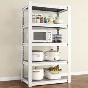 reibii 3000lbs garage shelving storage shelves heavy duty shelving adjustable white metal shelving units and storage racks and shelving garage closet kitchen pantry shelves, 60''hx24.5''wx16.5''d