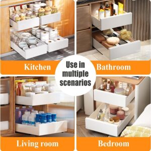 Pull Out Cabinet Organizer Fixed With Adhesive Nano Film,Heavy Duty Storage and Organization Slide Out Pantry Shelves Sliding Drawer Pantry Shelf for Kitchen 11.8"W x 16.9"D x 3.1"H(1PC)