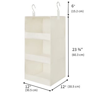 GRANNY SAYS 3-Shelf Hanging Organizer, Foldable Hanging Closet Storage, Closet Shelves Organizer for Camper, Beige, 29 ½" H X 12" W X 12" D, 2-Pack