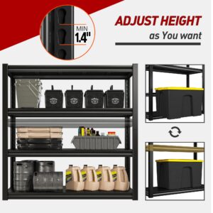 Raybee 40" Wide Storage Shelves Garage Shelving, 2 Pack, Heavy Duty Shelving, Adjustable 4 Tier Metal Shelves for Warehouse, Pantry, Kitchen 40" W x19 D x57 H, Black