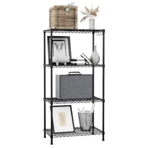 workpro storage shelves, 4 tier metal shelving unit, garage wire rack, standing adjustable shelves with hooks for pantry closet kitchen basement 24" w x 14" d x 48" h, 600 lbs total capacity