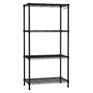 WORKPRO Storage Shelves, 4 Tier Metal Shelving Unit, Garage Wire Rack, Standing Adjustable Shelves with Hooks for Pantry Closet Kitchen Basement 24" W x 14" D x 48" H, 600 lbs Total Capacity