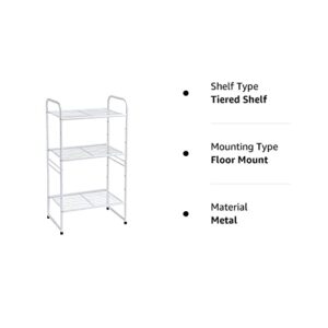 GEORIS 3- Tier Heavy Duty Wire Shelving Storage Rack | Modern Bathroom Shelf | Stackable Plant Standing Shelf Unit | Perfect for Kitchen, Living Room, Balcony | White