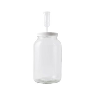 fastrack - wide mouth glass jar with lid and econolock airlock, large , 1 gallon , clear