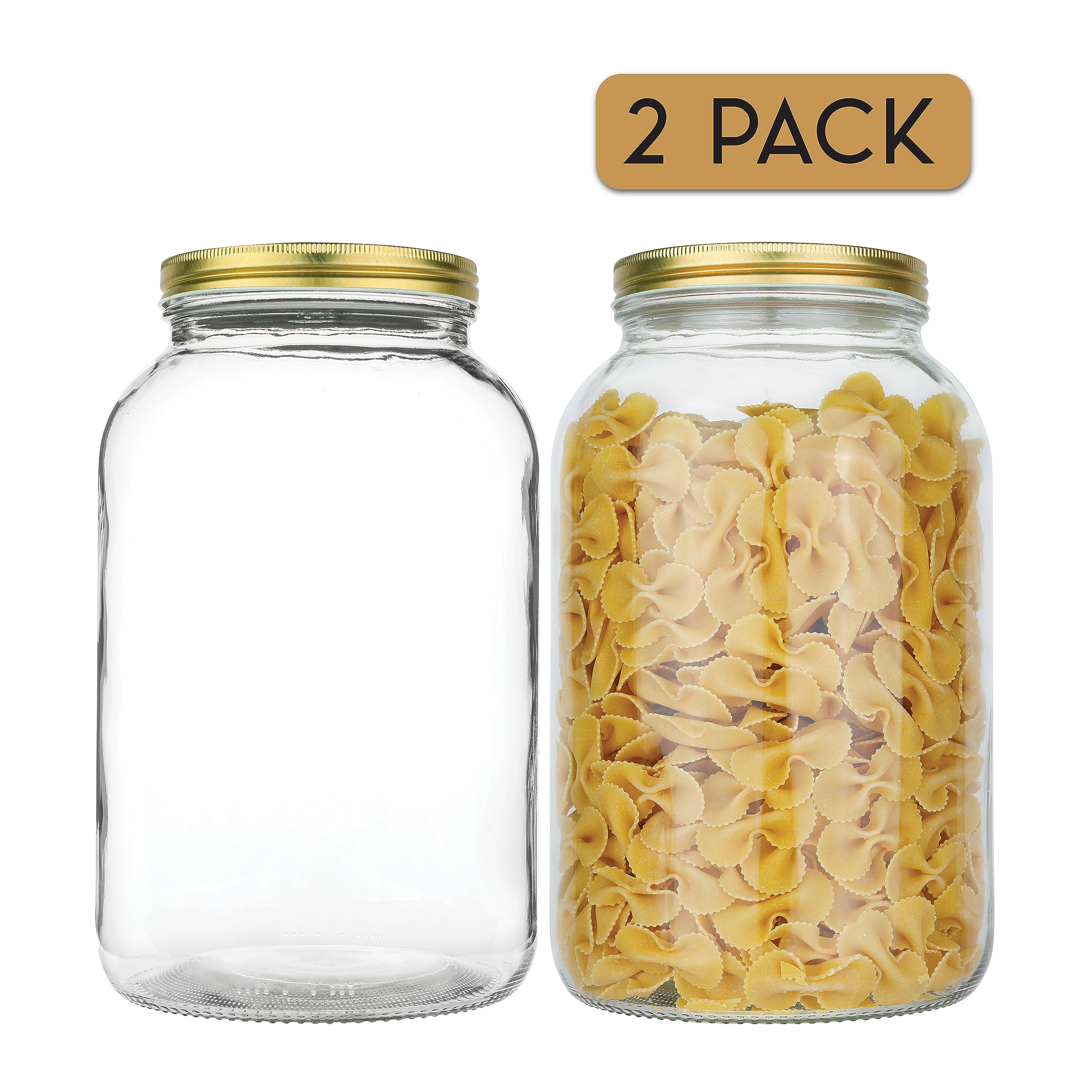 kitchentoolz 1 Gallon Glass Jar with Lid - Large Mason Jar Wide Mouth- Pickling, Storing, Brewing and Fermenting