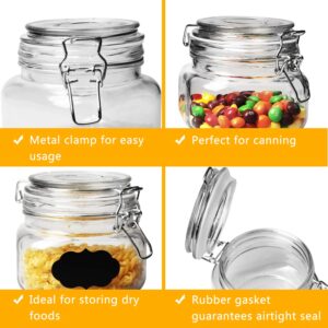 6 Pack Wide Mouth Mason Jars, OAMCEG 17oz Airtight Glass Preserving Jars with Leak Proof Rubber Gasket and Clip Top Lids, Perfect for Storing Coffee, Sugar, Flour or Sweets - 8 Labels & 1 Chalk Marker