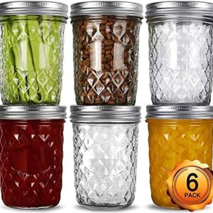 VERONES Wide Mouth Mason Jars 16oz, 6 Pack 16 oz Wide Mouth Mason Jars with Lids and Bands, Ideal for Jam, Honey, Wedding Favors, Shower Favors