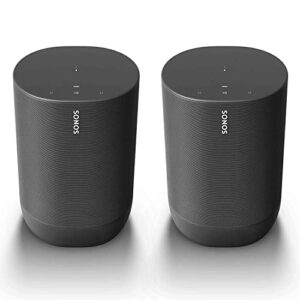 sonos move - battery-powered smart wi-fi and bluetooth speaker with alexa built-in - black (2-pack)