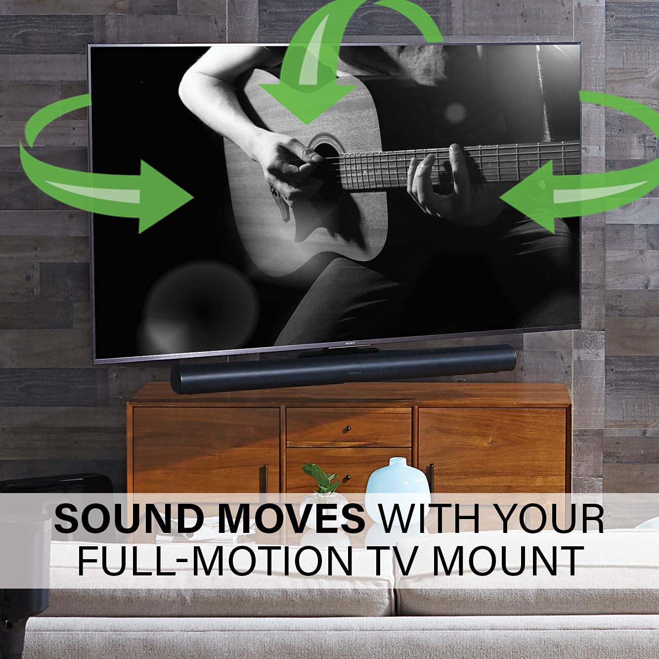 Sanus Soundbar TV Mount Designed for Sonos Arc Sound bar - Height & Depth Adjustable for Dolby Atmos - Universal Compatibility Other TV Mounts - Easy Assembly -OSSATM