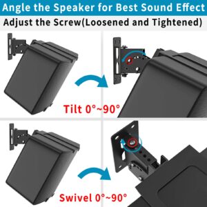 notiela Speaker Wall Mount for Sonos Five & Play 5 Gen 2 Speaker Mount, Tilt & Swivel Adjustable Bracket for Sonos Play:5 and Sonos Five Wall Mount, Black