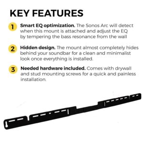 HumanCentric Wall Mount Compatible with Sonos Arc Sound Bar (Black), Floating Style Mounting Bracket Compatible with Sonos Arc Wall Mount, Soundbar Mount for Sonos Arc Mount on Wall Under TV