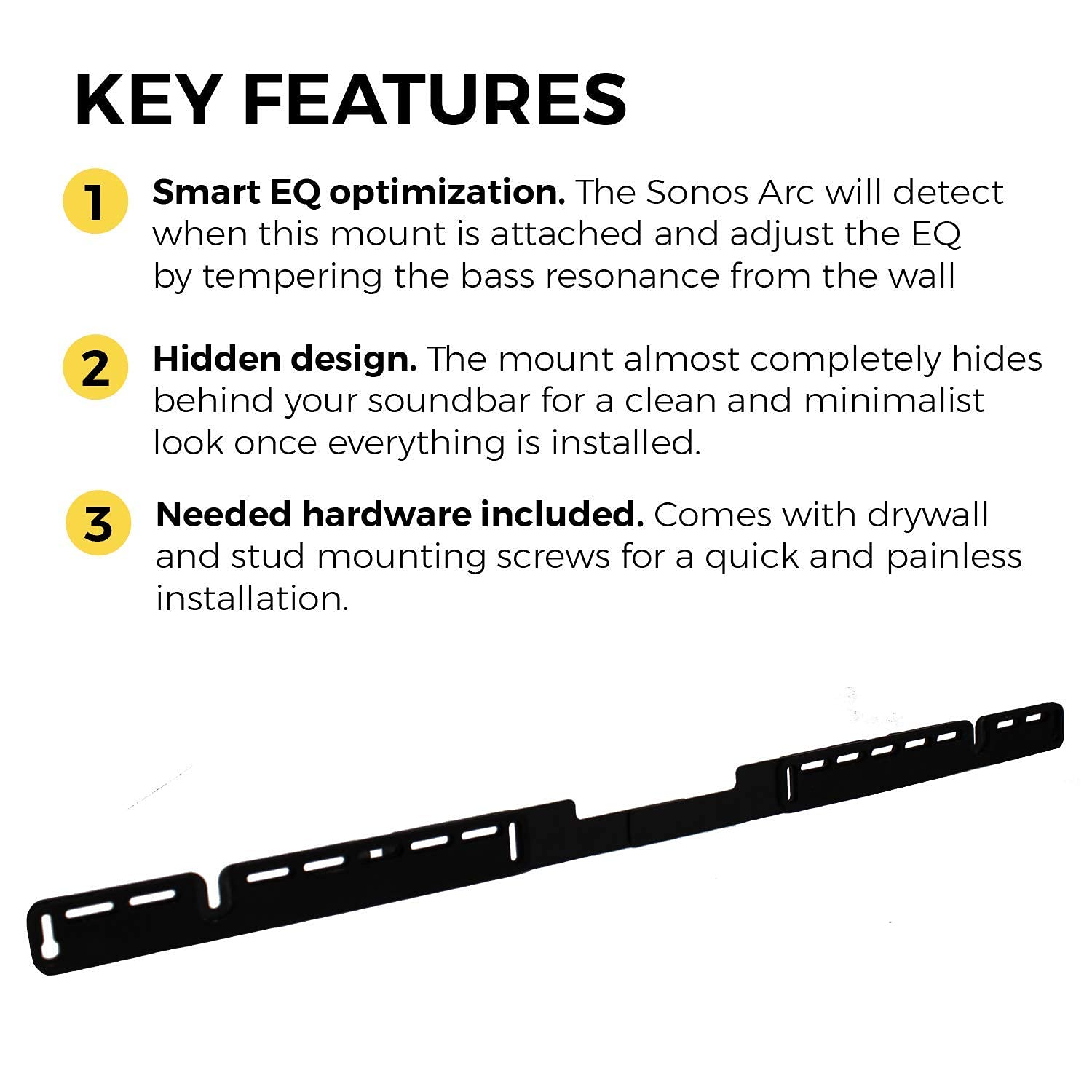 HumanCentric Wall Mount Compatible with Sonos Arc Sound Bar (Black), Floating Style Mounting Bracket Compatible with Sonos Arc Wall Mount, Soundbar Mount for Sonos Arc Mount on Wall Under TV