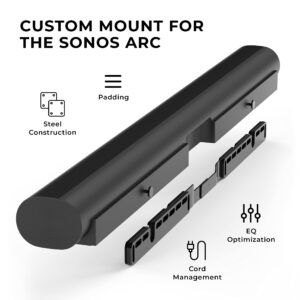 HumanCentric Wall Mount Compatible with Sonos Arc Sound Bar (Black), Floating Style Mounting Bracket Compatible with Sonos Arc Wall Mount, Soundbar Mount for Sonos Arc Mount on Wall Under TV