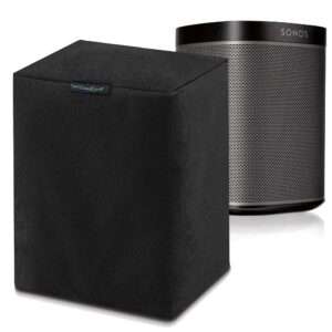 single (1) black heavy duty 600d outdoor sonos speaker cover - dust, water & uv protection for your sonos play:1, sonos one & sonos one sl speakers - fits wall mounted speakers