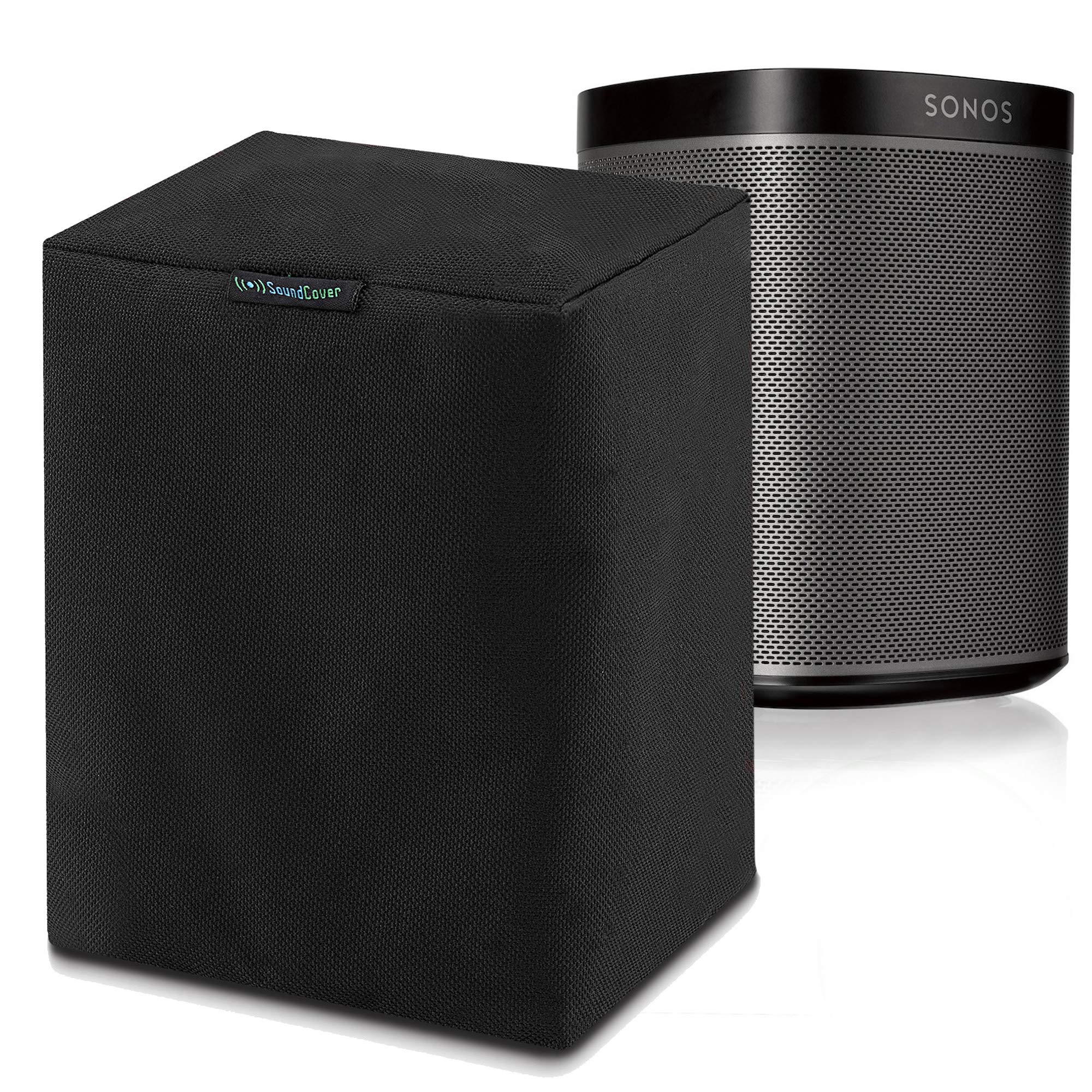 Single (1) Black Heavy Duty 600D Outdoor Sonos Speaker Cover - Dust, Water & UV Protection for your Sonos Play:1, Sonos One & Sonos One SL Speakers - Fits Wall Mounted Speakers