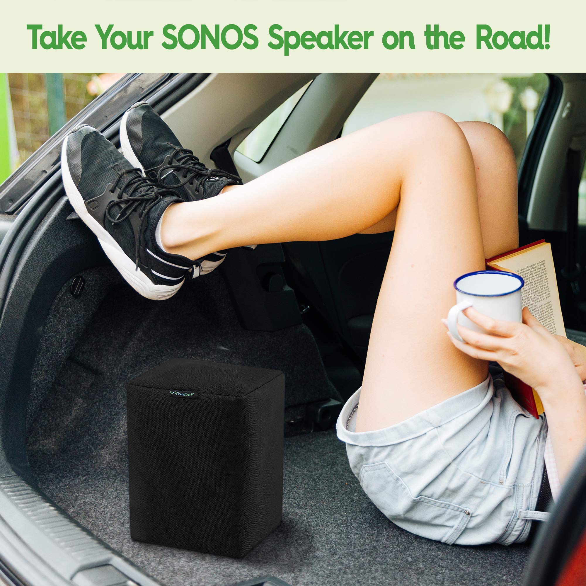 Single (1) Black Heavy Duty 600D Outdoor Sonos Speaker Cover - Dust, Water & UV Protection for your Sonos Play:1, Sonos One & Sonos One SL Speakers - Fits Wall Mounted Speakers