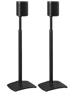 sanus adjustable height wireless speaker stands designed for sonos one, one sl, and play:1 - tool-free adjustment up to 16" and built-in cable management (black)