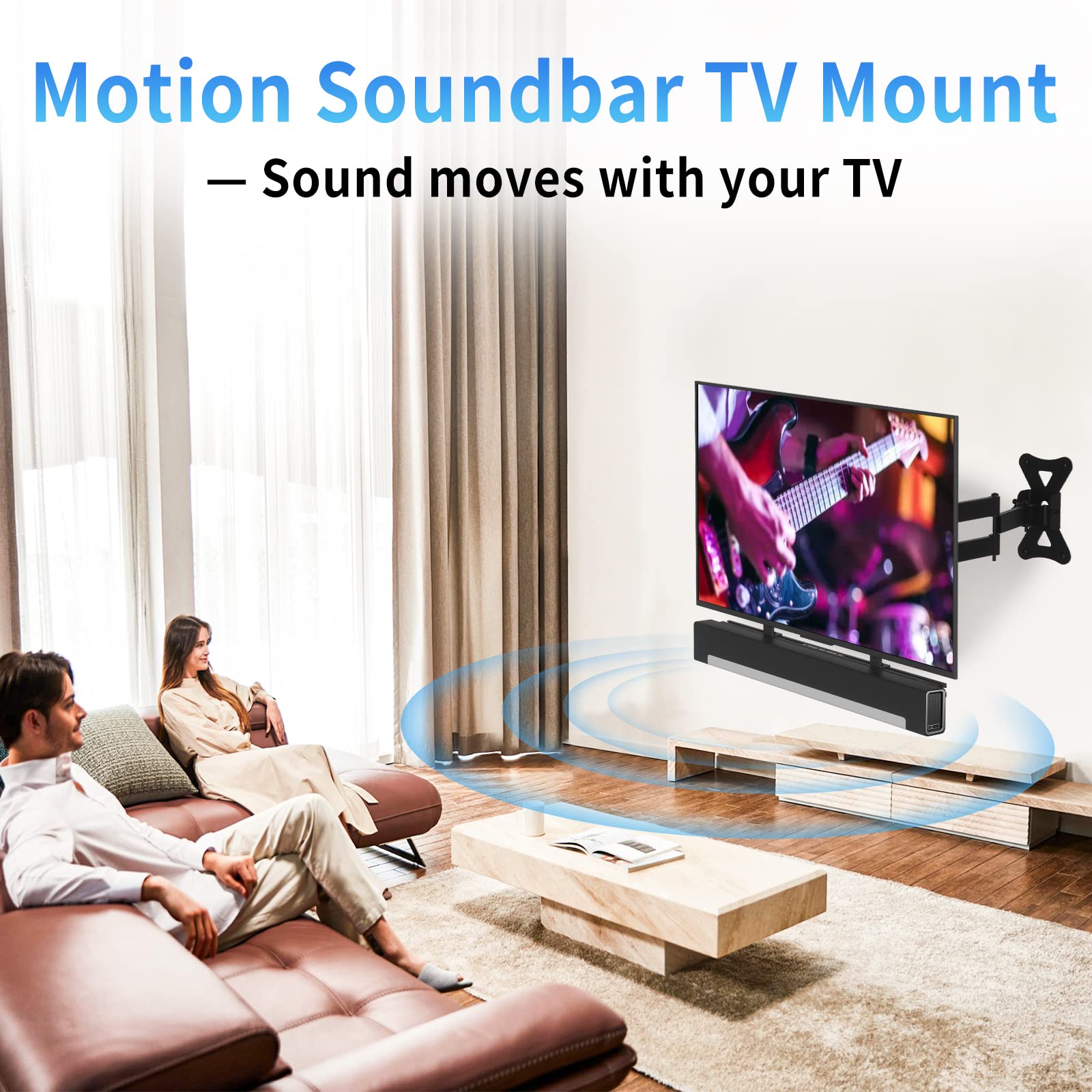 Upgrade Height & Depth Adjustable Soundbar TV Mount for Sonos Playbar Mount Under or above TV, Black Soundbar Mount for Sonos Playbar TV Mount with Hardware Kits Easy to Install