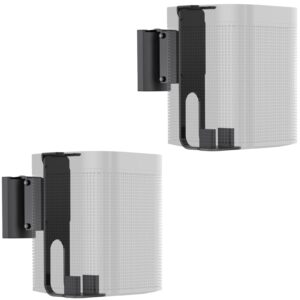 wali speaker wall mount bracket for sonos one, one sl and play:1 multiple adjustments, hold up to 6.6lbs, (swm003-2), 2 packs, black