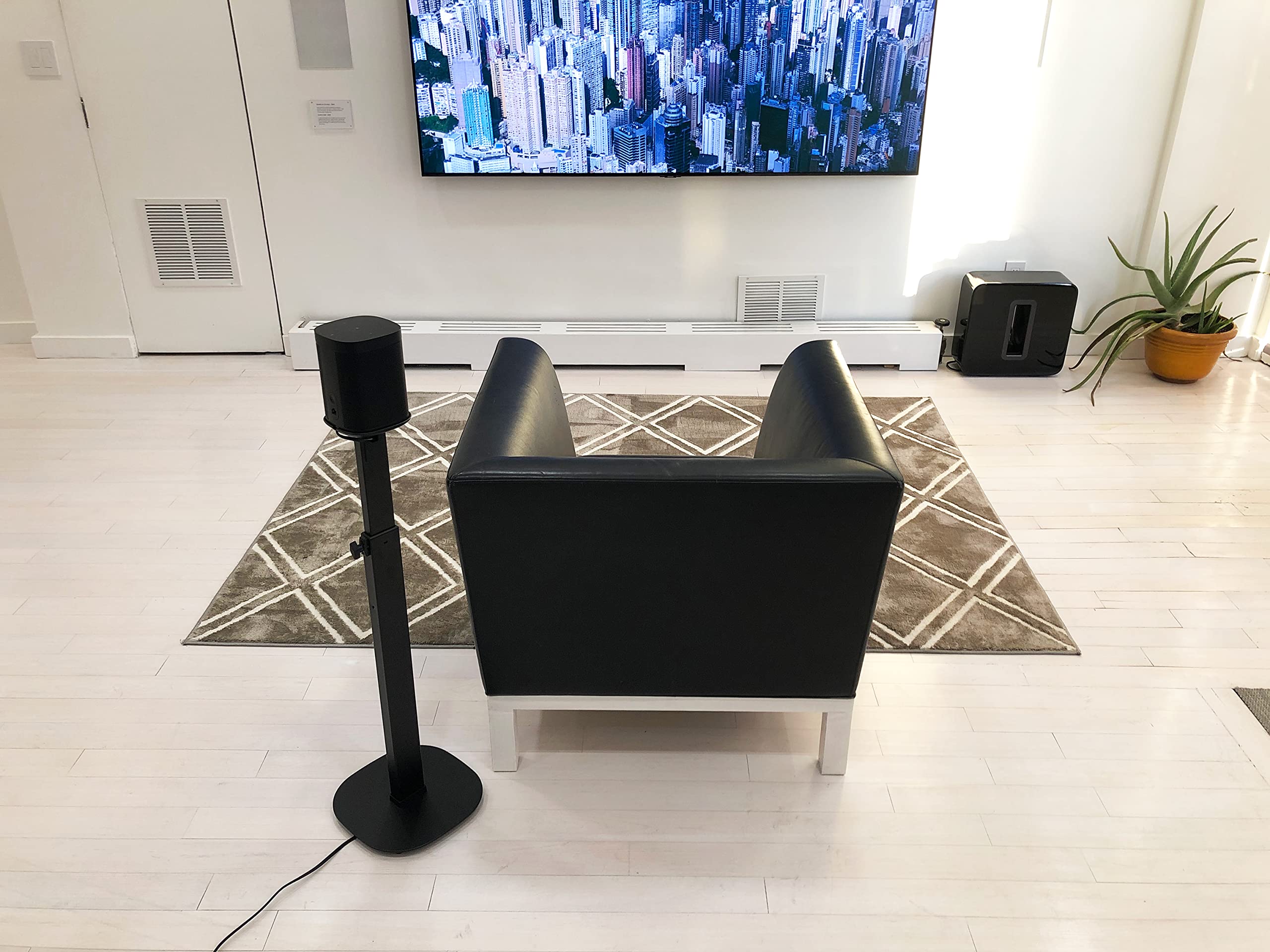 ynVISION.DESIGN E-Z Height Adjustable Floor Stands Compatible with Sonos One, One SL, or Play:1 | 2 PACK | Pair | Adjusts 29.1" - 46.5" Built in Cable Management