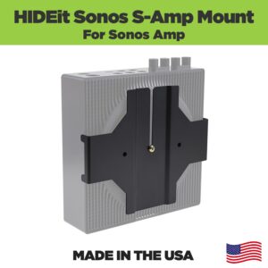 HIDEit Mounts S-Amp Wall Mount for Sonos Amp, Patented in 2021, Made in USA - Black Steel Mount for Sonos Wireless Amplifier, Speaker Amp Mounting Bracket