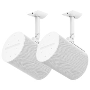 yibracki heavy-duty speaker wall mount and ceiling speaker mount for sonos era 100 wireless speaker mount,tilt & swivel adjustable mount or sonos era 100 speaker with hardware kit - 2 pack, white