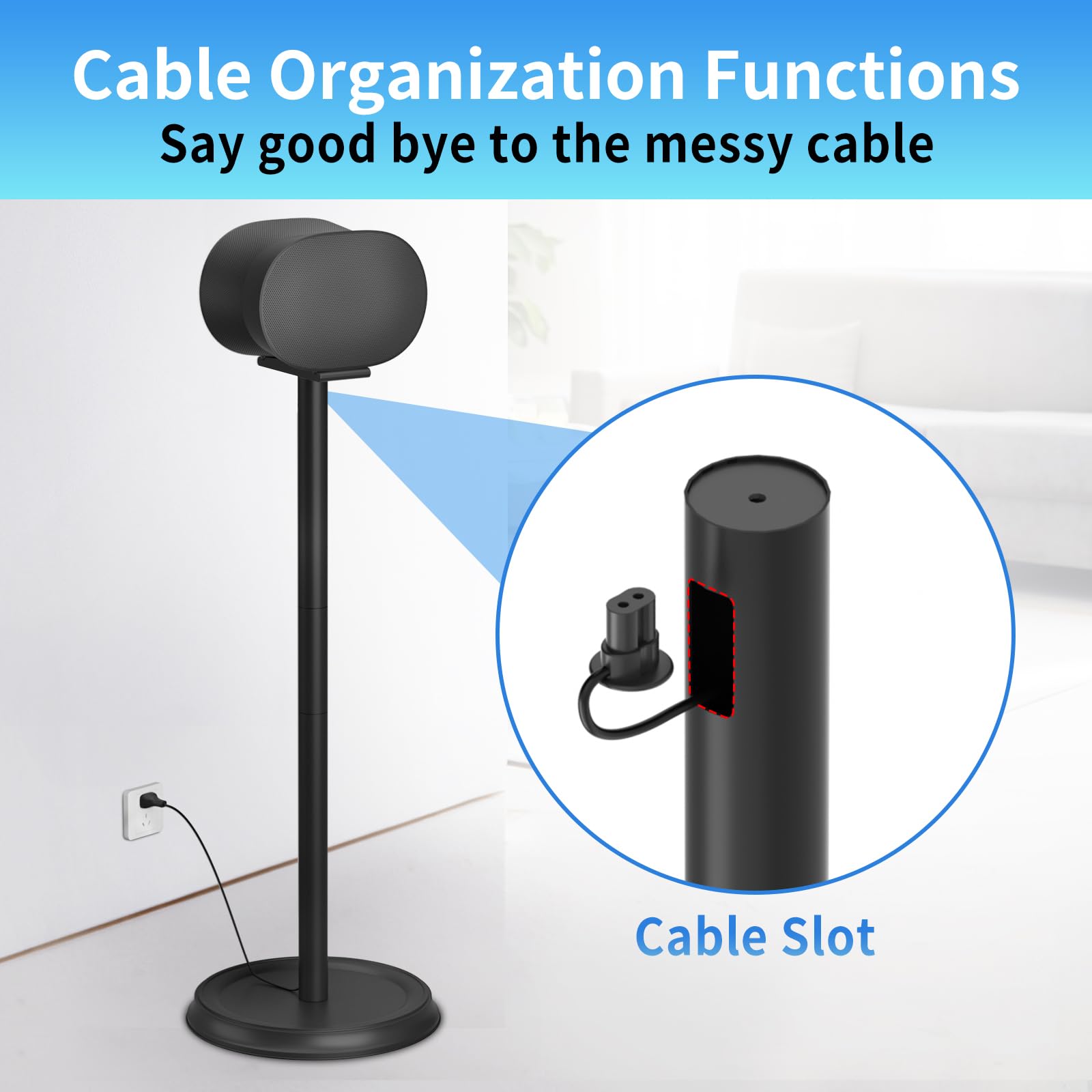 Heavy-Duty Speaker Stand for Sonos Era 300 Stand with Cable Management Floor Speaker Stands for Sonos Era 300 Speaker Stand for Easy and Secure Mounting, Black