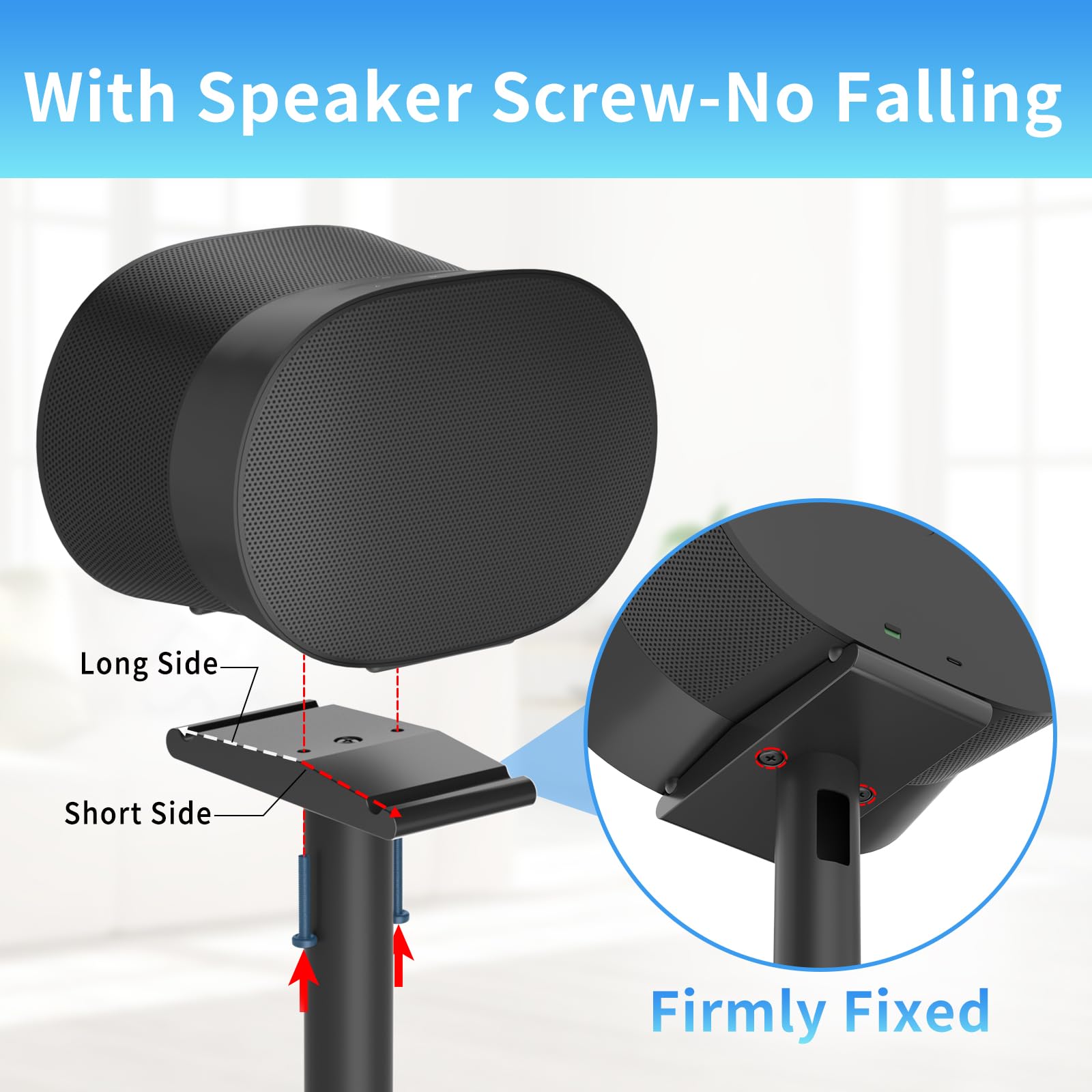 Heavy-Duty Speaker Stand for Sonos Era 300 Stand with Cable Management Floor Speaker Stands for Sonos Era 300 Speaker Stand for Easy and Secure Mounting, Black